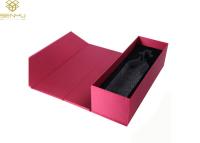 China Embossing Red Cardboard Wine Box Packaging Magnet Closure for sale