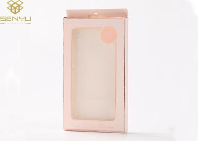 China Pink 1500gsm Cardboard Phone Case Packaging Box With Window for sale