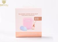 China Pink 1500g Cardboard Earphone Packaging Box With Plastic Hook for sale