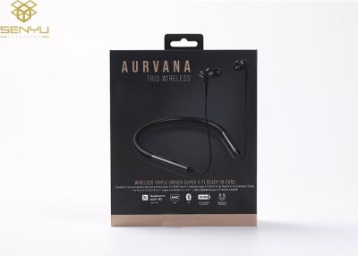 China Embossing Black Cardboard 1500g Earphone Packaging Box for sale