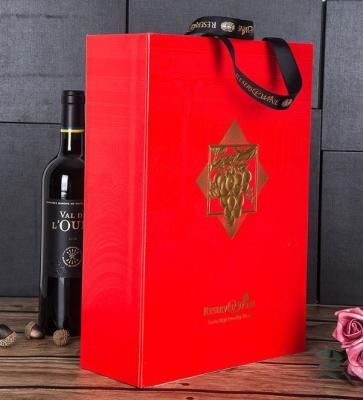 China Recycled Wine Bottles Cardboard Paper Boxes With Handles for sale