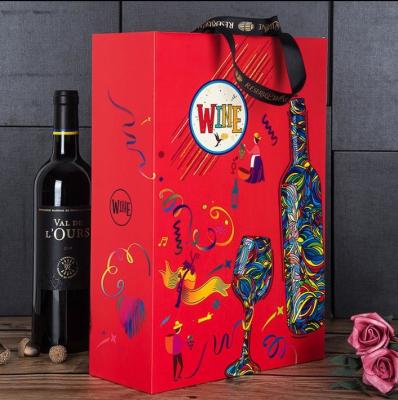 China Two Wine Bottle Packaging Handmade Cardboard Wine Box for sale