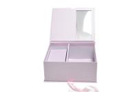 China Pink Book Shape Window Handmade UV Coating Gift Box Packaging for sale