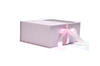 China Pink Book Shape Window Handmade UV Coating Gift Box Packaging for sale