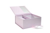 China Pink Book Shape Window Handmade UV Coating Gift Box Packaging for sale