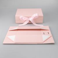 China Laminated Pink Folding Cardboard Gift Packaging Box With Bow Ribbon for sale