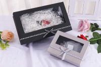 China Gift Boxes custom packaging supplies square Velvet Flower Gift Boxes Transparent Window Valentine's Day Cardboard Box for sale