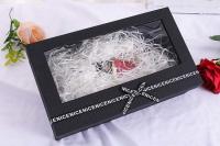 China Valentine's Day Gift Custom Paper Packaging Box Velvet Flower Transparent Window for sale
