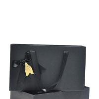 China Black Kraft Paper Gift Box Candy Cookie Cloth T Shirt Scarf Pack Boxes With Ribbons for sale