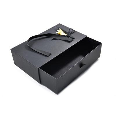China Black Kraft Paper Gift Box Candy Cookie Cloth T Shirt Scarf Pack Boxes With Ribbons for sale