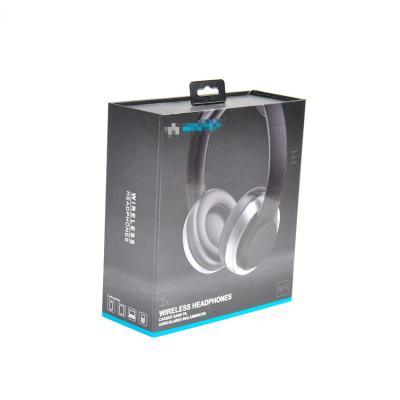 China Luxury Black Lacquer Custom Logo Headset Packaging Box With Hanging Hole for sale