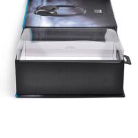 China Luxury Black Lacquer Custom Logo Headset Packaging Box With Hanging Hole for sale