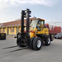 China Yellow Industrial Forklift Truck 6000kg Articulated Forklift Rough Terrain for sale