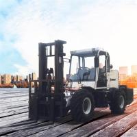 China 3.5 Ton 3 Ton 3000 Kg Off Road Fork Truck 4x4 4wd Diesel Rough Terrain Forklift With Cab / Epa for sale
