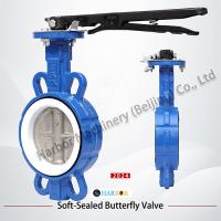 China General Fully Lined PTFE Cast Steel Double-Acting Handle Wafer Butterfly Valve D71F4-16C for sale