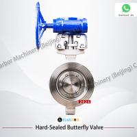 China Cast Steel Triple Eccentric Manual Worm Gear Wafer Butterfly Valve D373H-16C in Blue for sale
