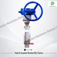 China Cast Steel Triple Eccentric Manual Worm Gear Wafer Butterfly Valve D373H-16C in Blue for sale