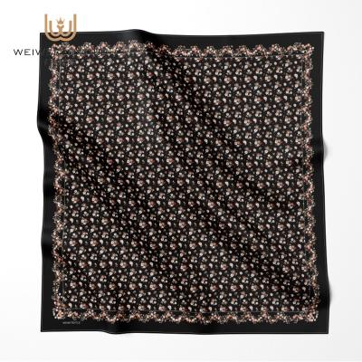 China Luxury Black Square Smooth Feeling Headscarf Digital Patterns Comfortable Tudung Bawal Cotton Voile Muslim Scarf Shawl for Women for sale