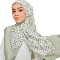 China New Arrival Bawal Printing Hijab Scarf Hijab Ironless Malaysia Printed Cotton Voile Bawal Tudung Muslim square Shawl for sale