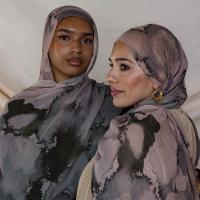 China Supplier Elegant Fashion Accessory Muslim Women Hijab Shawl Digital Printing Marble Design Long Chiffon Scarf for sale