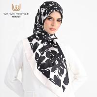 China High Quality Printed Floral Satin Silk Hijab Breathable Tudung-Borong Bawal for Muslim Women and Girls Pour Femme Hijab for sale