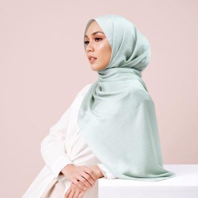 China WEIWEI Hot Selling Luxury Solid Color Satin Silk Hijab Scarf 70*180CM Long Plain Shawl for Muslim Women for sale