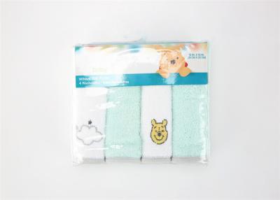 China White / Green Mint Baby Bath Washcloths Hand Face Towel Fade Resistant for sale