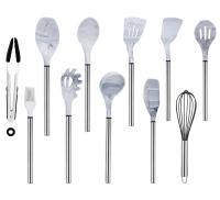 China 11 Piece Marble Silicone Kitchen Utensil Set Stainless Steel Handle 446°F Heat Resistant for sale