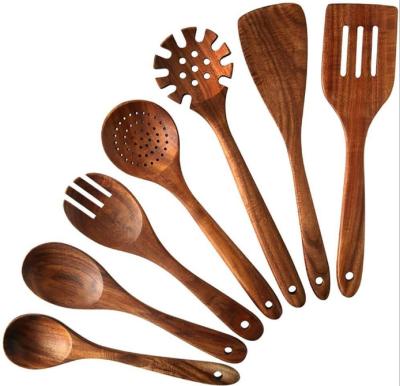 China Eco Friendly Teak Wooden Utensil Set Multifunctional OEM Available for sale