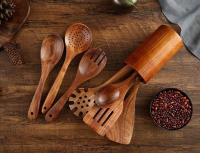 China Eco Friendly Teak Wooden Utensil Set Multifunctional OEM Available for sale