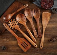 China Eco Friendly Teak Wooden Utensil Set Multifunctional OEM Available for sale