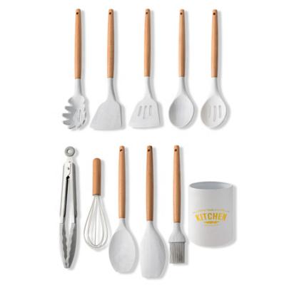 China Wood Silicone Kitchen Utensil Sets 11PCS Nonmelting Odorless Scaldingproof for sale