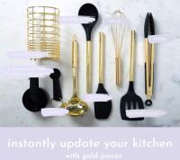 China 17PC Black Gold Silicone Kitchen Utensils Set with Metal Holder Stainless Steel 450F Heat Resistant for sale