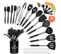 China 17 Piece Silicone Cooking Utensil Set Stainless Steel Handle Heat Resistant 446F for sale