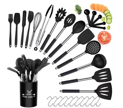 China 17 Piece Silicone Cooking Utensil Set Stainless Steel Handle Heat Resistant 446F for sale