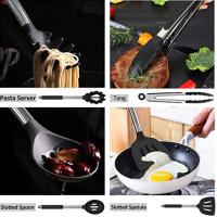 China 17 Piece Silicone Cooking Utensil Set Stainless Steel Handle Heat Resistant 446F for sale