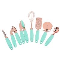 China 7 Pcs Kitchen Fancy Smart Gadget Set Copper Coated Stainless Steel Utensils for sale
