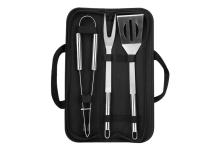 China 3 Piece Stainless Steel BBQ Utensil Set 13.78 Inch Professional Grilling Tools for sale