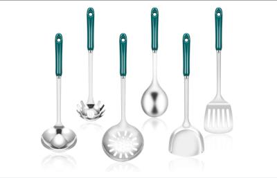 China 7 Piece Stainless Steel Kitchen Utensil Set with Ceramic Heat Resistant Handles for sale