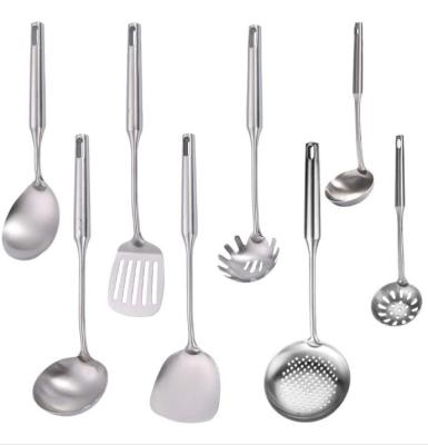 China 304 Stainless Steel Kitchen Utensil Set 8pcs Metal Cooking Utensils Silver for sale