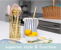 China Gold & Pink silicone kitchen utensil sets ,Gold Utensil Holder for sale