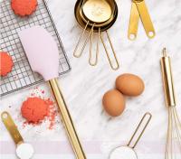 China Gold & Pink silicone kitchen utensil sets ,Gold Utensil Holder for sale