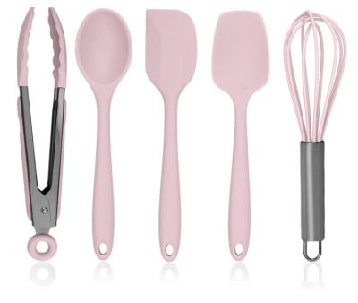 China Kitchen 5 Piece Silicone Cooking Utensils Easy To Clean Silicone Kitchen Utensil Set for sale