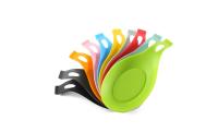 China Food Grade Silicone Spoon Rest Set 4 Pcs 19.5 cm Heat Resistant BPA Free Kitchen Utensil Holder for sale