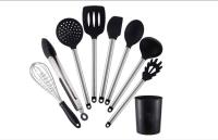 China 9 Pieces Silicone Cooking Kitchen Utensils Set with Storage holder. for sale