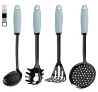 China 4 Piece Stainless Steel Kitchen Utensil Set with Silicone Handle LFGB Approved for sale