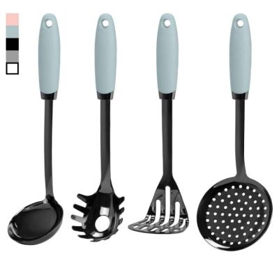 China 4 Piece Stainless Steel Kitchen Utensil Set with Silicone Handle LFGB Approved for sale