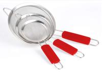 China Stainless Steel Fine Mesh Strainers Set of 3 with Non-Slip Handles 3.2 4.7 7 Inch for sale