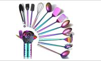 China Phthalatefree Stainless Steel Kitchen Utensil Sets , Rainbow Cooking Utensils for sale