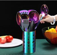 China Phthalatefree Stainless Steel Kitchen Utensil Sets , Rainbow Cooking Utensils for sale